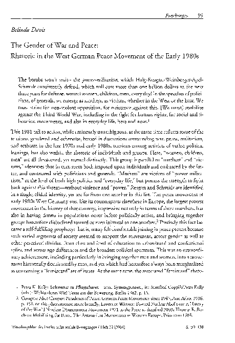 (PDF) The Gender of War and Peace: Rhetoric in the West German Peace ...
