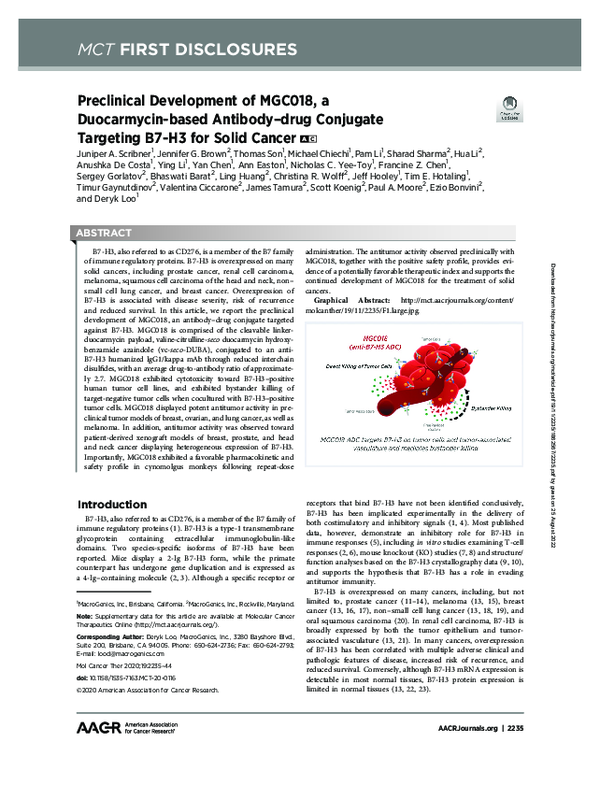 (PDF) Preclinical Development of MGC018, a Duocarmycin-based Antibody ...