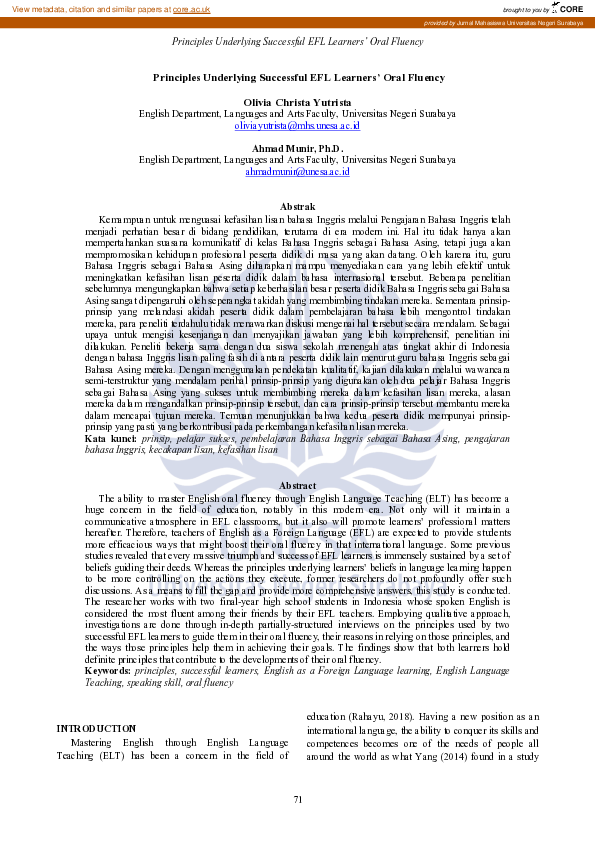 (PDF) Principles Underlying Successful EFL Learners’ Oral Fluency