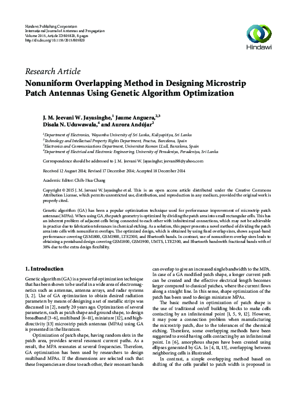 Nonuniform Overlapping Method In Designing Microstrip Patch Antennas Using Genetic Algorithm 