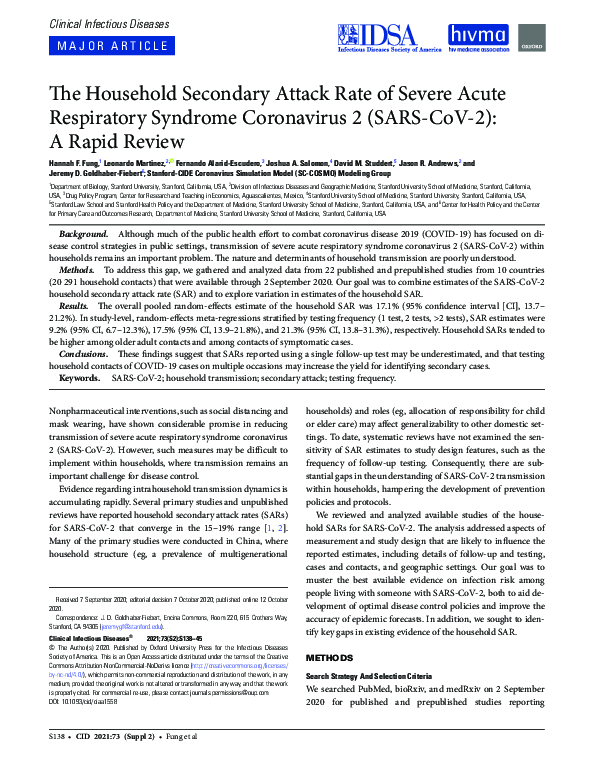(PDF) The Household Secondary Attack Rate of Severe Acute Respiratory ...