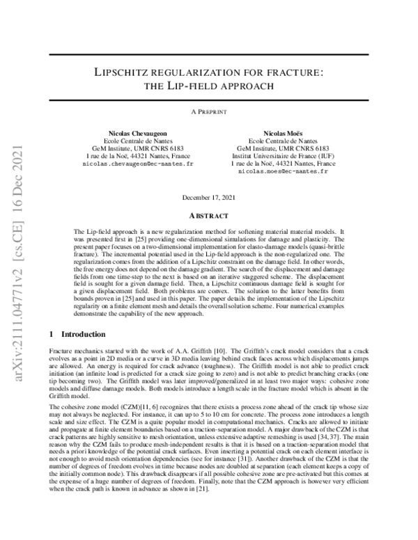 (PDF) Lipschitz regularization for fracture: the Lip-field approach