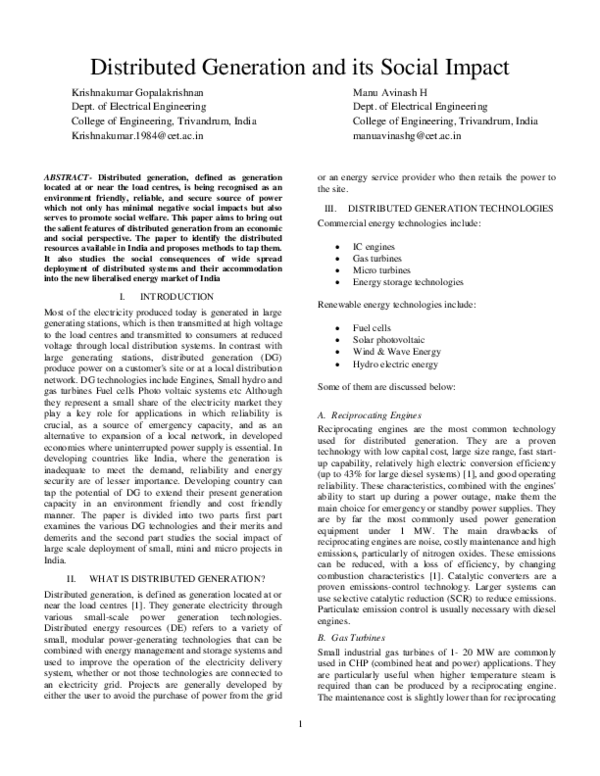 (PDF) Social Impacts of Distributed Generation in India
