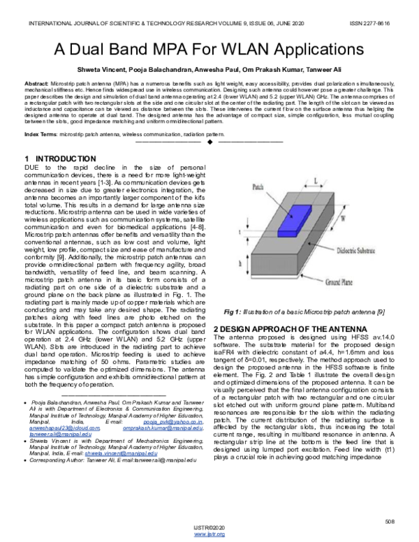 (PDF) A Dual Band MPA For WLAN Applications