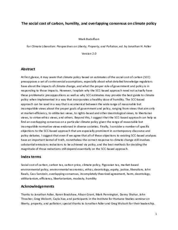 (PDF) The social cost of carbon, humility, and overlapping consensus on ...