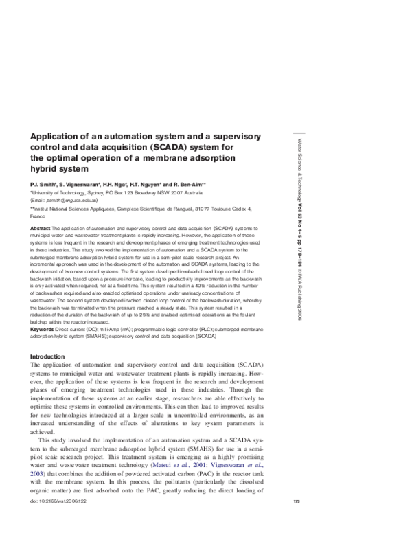 (PDF) Application of an automation system and a supervisory control and data acquisition (SCADA ...