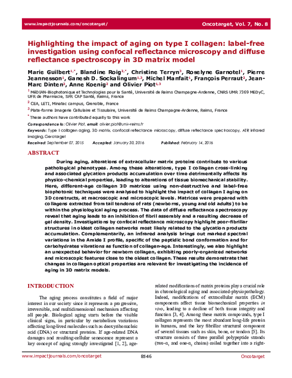 (PDF) Highlighting the impact of aging on type I collagen: label-free ...