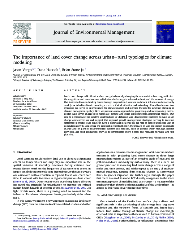 (PDF) The importance of land cover change across urban–rural typologies ...