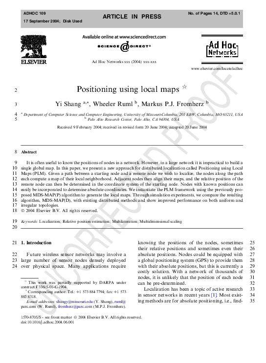 (PDF) Positioning using local maps