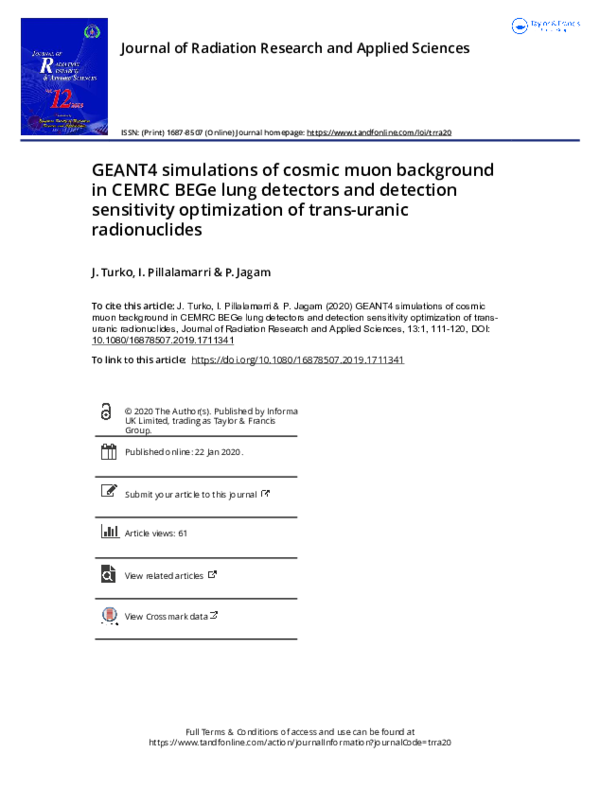 (PDF) GEANT4 simulations of cosmic muon background in CEMRC BEGe lung detectors and detection ...
