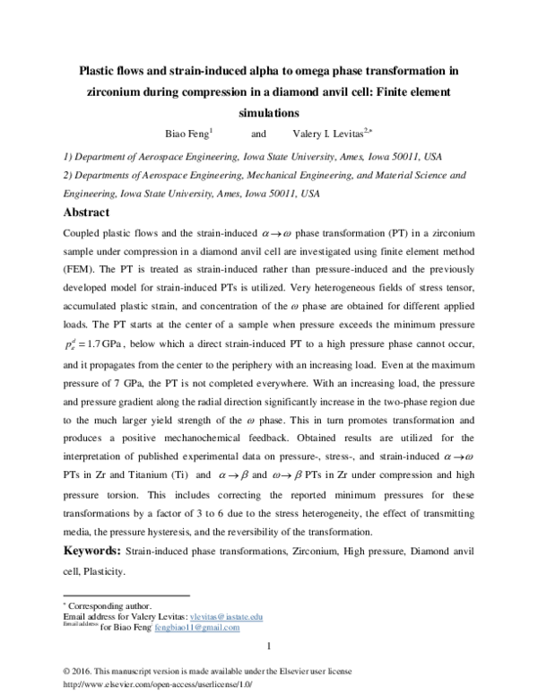 (PDF) Plastic flows and strain-induced alpha to omega phase ...