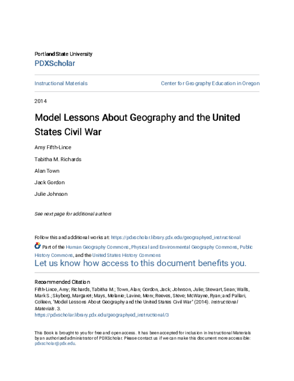 (PDF) Model Lessons About Geography and the United States Civil War