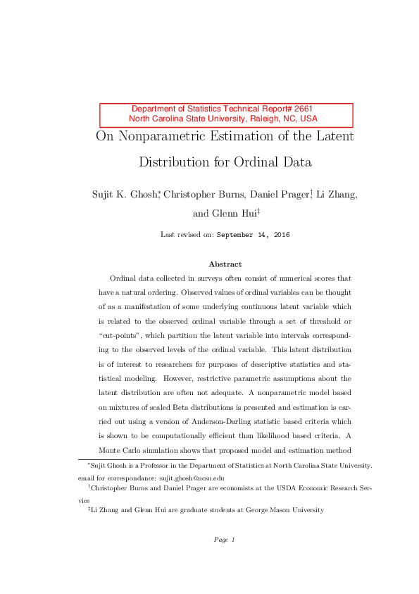 (PDF) On nonparametric estimation of the latent distribution for ...