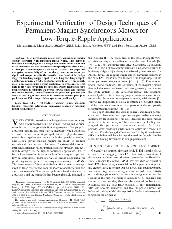 (PDF) Experimental Verification of Design Techniques of Permanent ...