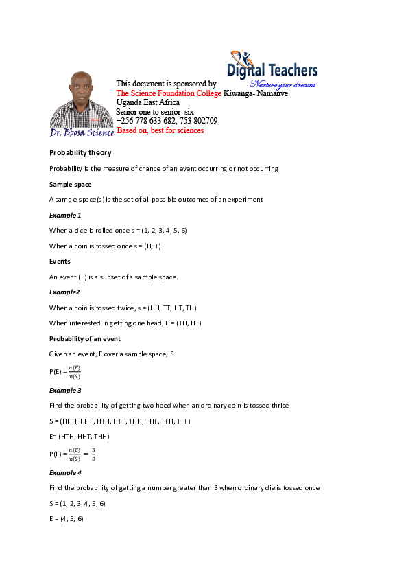 (PDF) A level math paper 2 Probability theory
