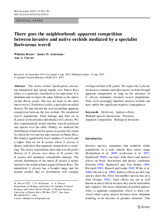 (PDF) There goes the neighborhood: apparent competition between ...