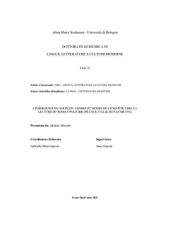 (PDF) The Rising of Suspicion. Genres and Modes of Investigation ...