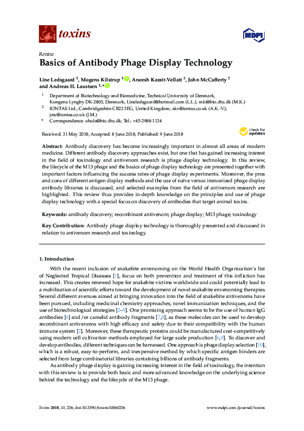 Pdf Basics Of Antibody Phage Display Technology
