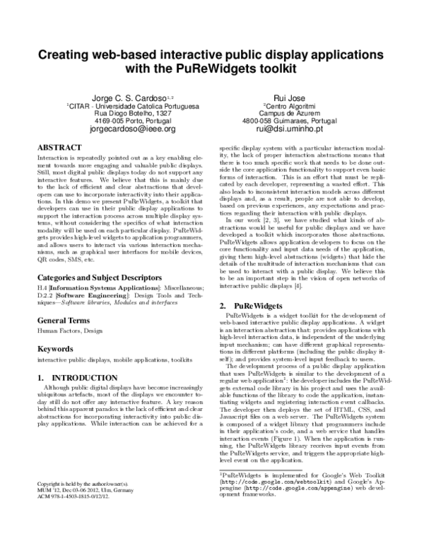 (PDF) Creating web-based interactive public display applications with the PuReWidgets toolkit