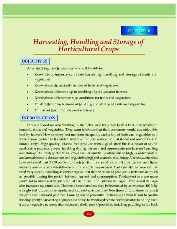 (PDF) Harvesting, Handling and Storage of Horticultural Crops