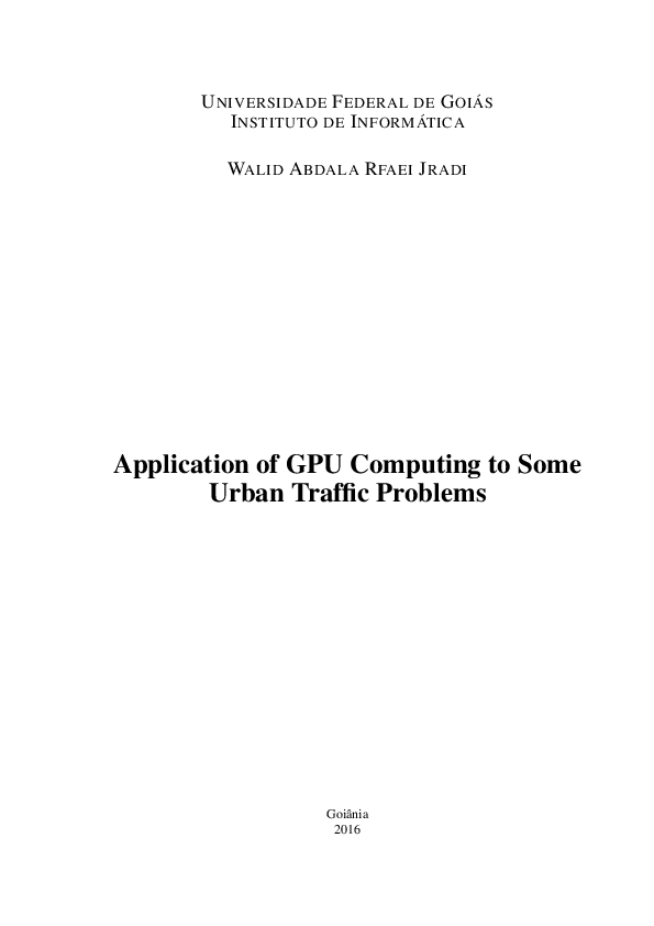 (PDF) Application of GPU Computing to Some Urban Traffic Problems