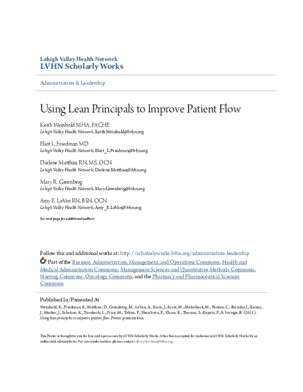 (PDF) Using Lean Principals to Improve Patient Flow