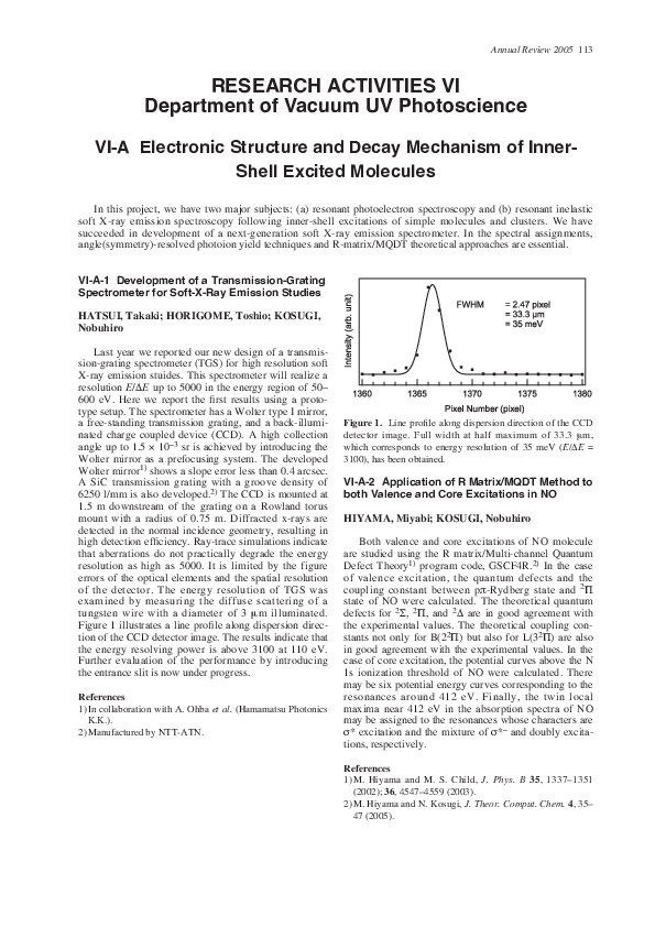 (PDF) VI Department of Vacuum UV Photoscience VIA Electronic Structure ...