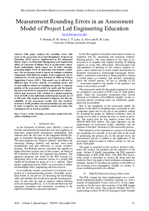 (PDF) Measurement Rounding Errors in an Assessment Model of Project Led ...