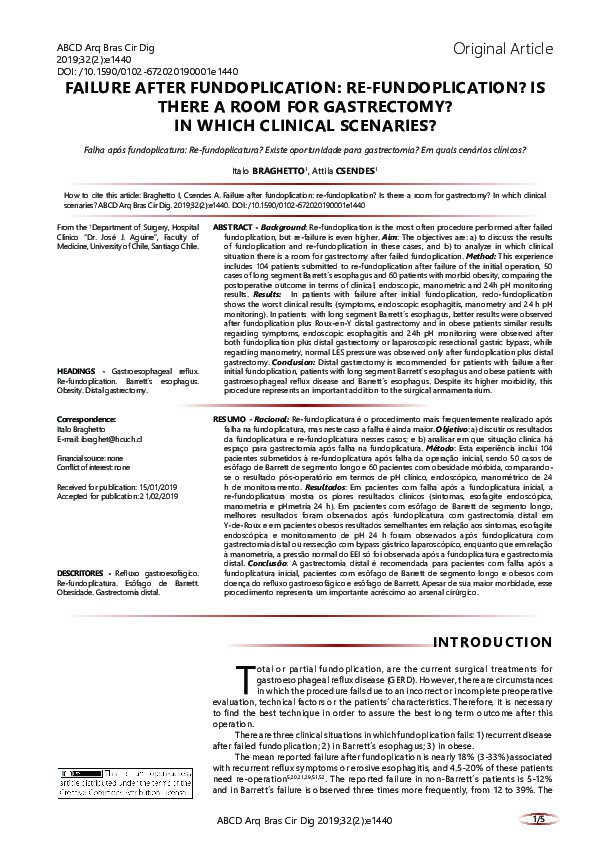 (PDF) Failure After Fundoplication: Re-Fundoplication? Is There a Room ...