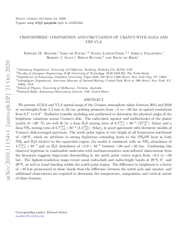 (PDF) Uranus' Atmosphere: ALMA & VLA Insights