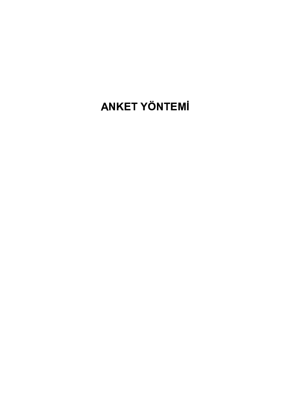 (PDF) Anket Yöntemi