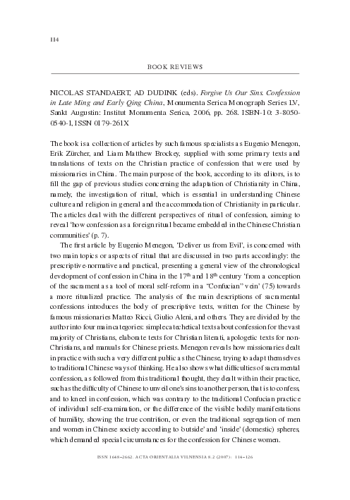 (PDF) nicOlAs stAnDAert, AD DuDinK (eds). Forgive Us Our Sins ...