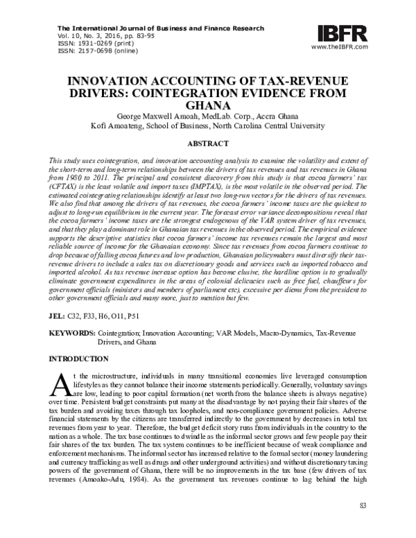 (PDF) Innovation Accounting of Tax-Revenue Drivers: Cointegration ...