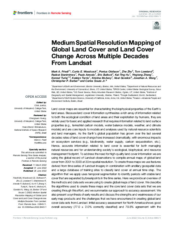 (PDF) Medium Spatial Resolution Mapping of Global Land Cover and Land Cover Change Across ...