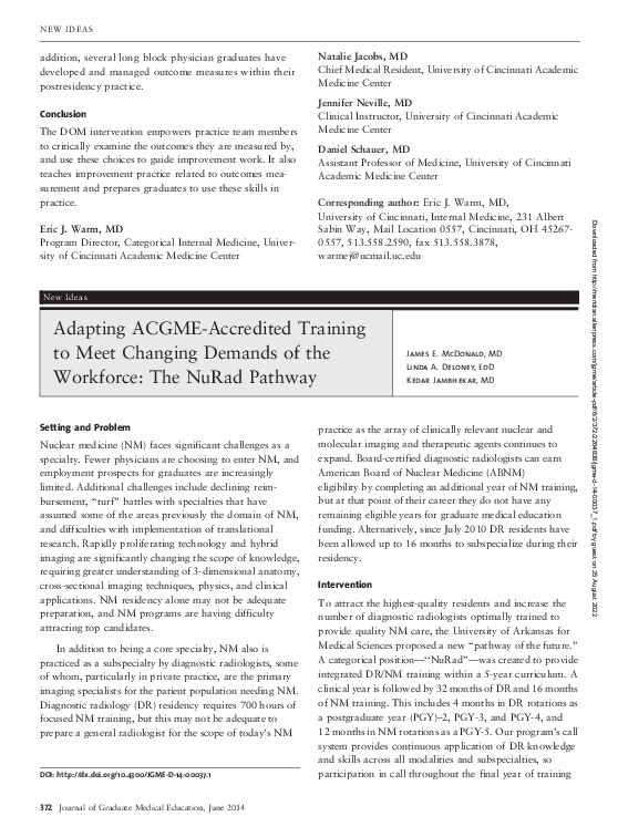 (PDF) Adapting ACGME-Accredited Training to Meet Changing Demands of ...
