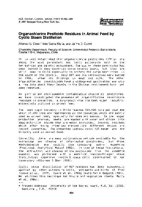 (PDF) Organochlorine Pesticide Residues in Animal Feed