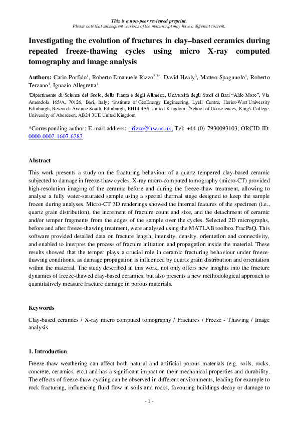 (PDF) Investigating the Evolution of Fractures in Clay–based Ceramics ...