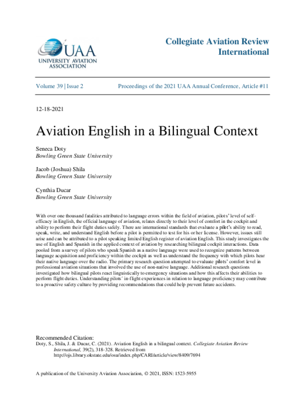 (PDF) Aviation English in a Bilingual Context