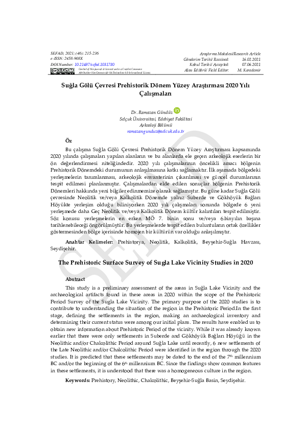 (PDF) (46/12)Suğla Gölü Çevresi Prehistorik Dönem Yüzey Araştırması ...