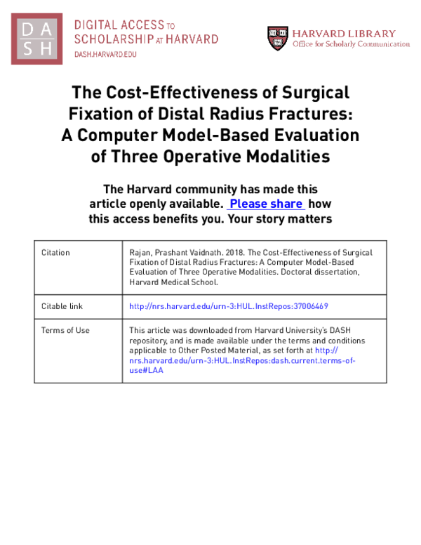 (PDF) The Cost-Effectiveness of Surgical Fixation of Distal Radial Fractures: A Computer Model ...