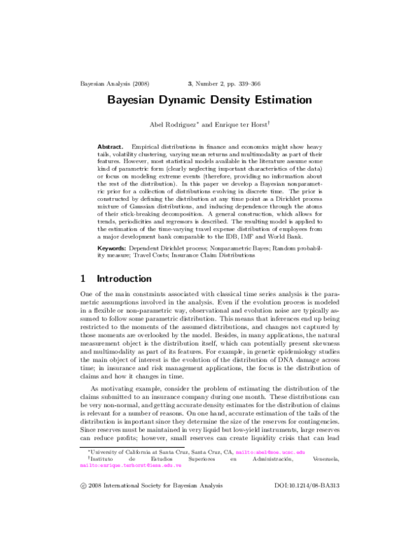 (PDF) Bayesian dynamic density estimation