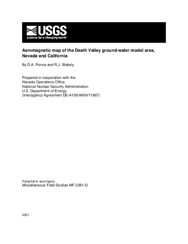 (PDF) Geologic Map of the Death Valley Ground-water Model Area, Nevada ...
