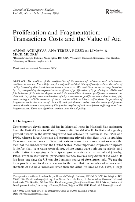 (PDF) Proliferation and fragmentation: Transactions costs and the value ...