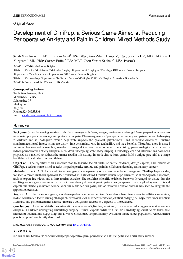 (PDF) Development of CliniPup, a Serious Game Aimed at Reducing ...