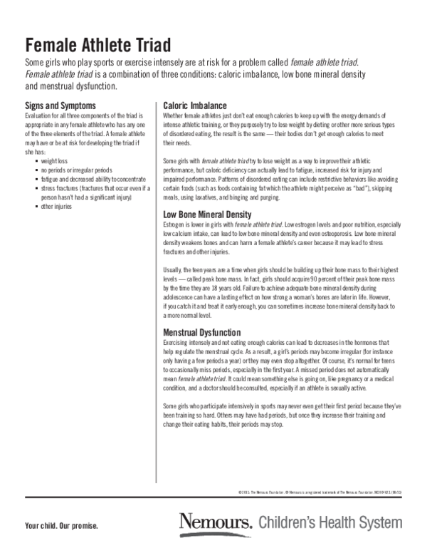 (PDF) The Female Athlete Triad