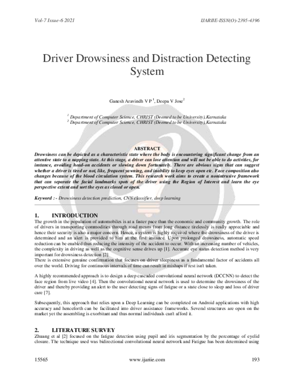 (PDF) Driver Drowsiness and Distraction Detecting System