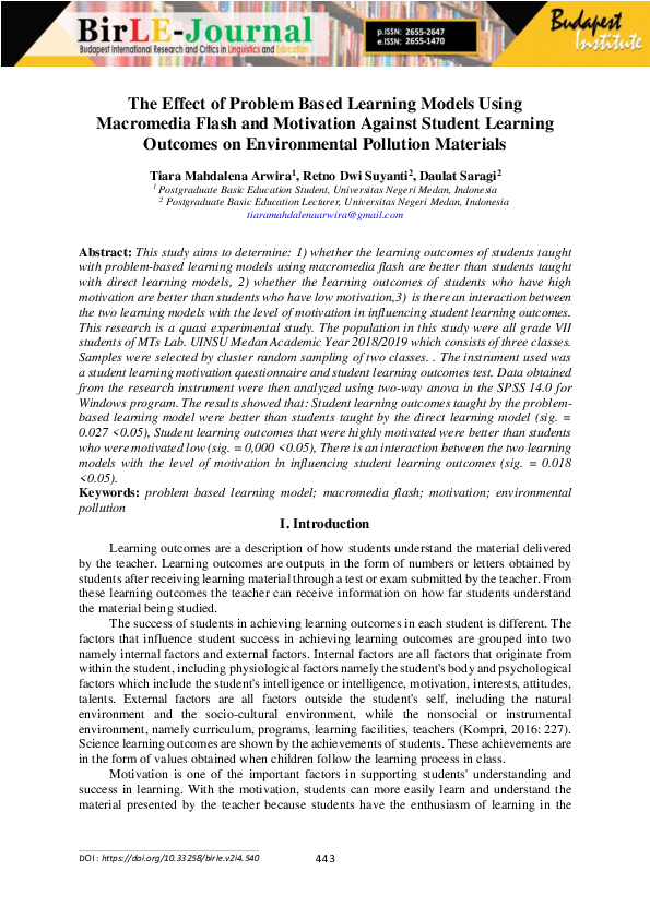 (PDF) The effect of problem based learning oriented by lesson study ...