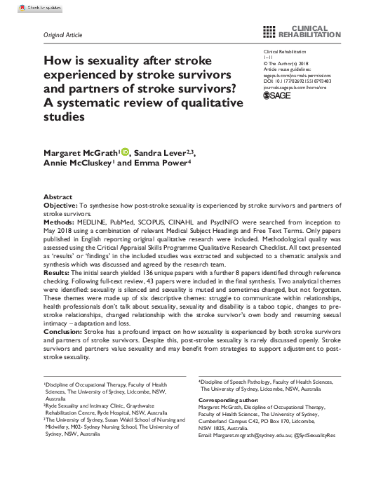 (PDF) How is sexuality after stroke experienced by stroke survivors and ...