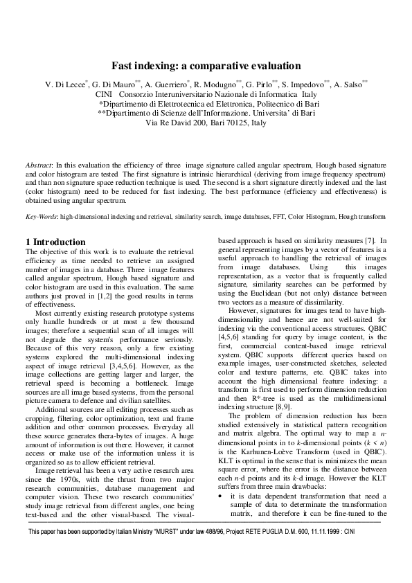 (PDF) Fast indexing: a comparative evaluation