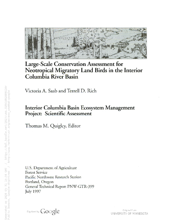 (PDF) Large-scale conservation assessment for Neotropical migratory ...